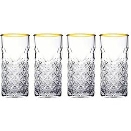 Timeless 520205 4er Set Wassergläser Lang 365 ml Gläser-Set Saft Cocktailglas gold - Pasabahce