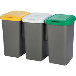 Productos Excepcionales - Recyclingpapier 3 Fächer, 75 Liter, Abmessungen: 78,5 (Breite) x 33 (tief) x 47,5 (hoch) cm - Kunststoff - mehrfarbig