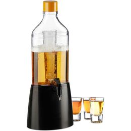 Getränkesäule mit Zapfhahn, 1,1 l, Zapfsäule mit Kühlung, Schnaps, Bier, Getränkespender, transparent/schwarz - Relaxdays