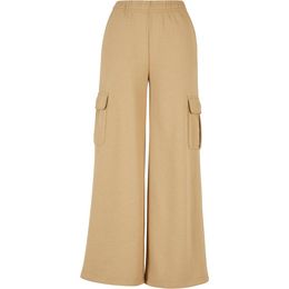 Urban Classics Ladies Highwaist Wide Leg Cargo Terry Pants Cargohose beige in L