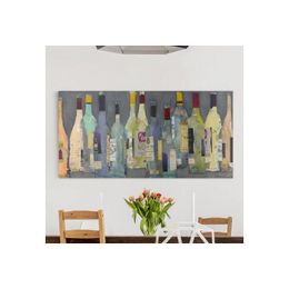 Bilderdepot24 Leinwandbild Flaschen Champagner Entkorkt Spirituosen blau Leinwanddruck Groß XXL