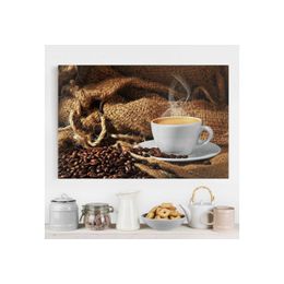 Bilderdepot24 Leinwandbild Küchenbild Modern Kaffee Morgen braun Leinwanddruck Groß XXL