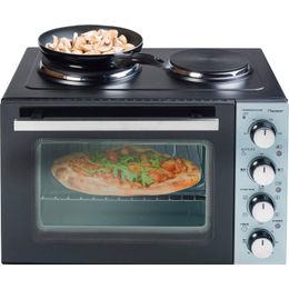 Bestron Kleinküche AOV31CP Crispy & Co, mit Ofen und Doppelkochplatte, 3200 Watt, Schwarz, schwarz