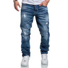 Amaci&Sons Amaci&Sons Straight-Jeans MEDFORD Destroyed Jeans Herren Regular Fit Destroyed Jeans