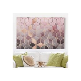 Bilderdepot24 Leinwandbild Kunstdruck Rosa Grau goldene Geometrie rosa Bild auf Leinwand XXL