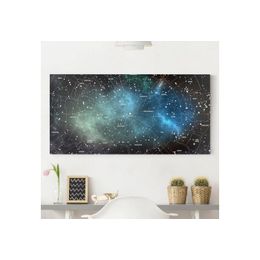 Bilderdepot24 Leinwandbild Weltraum Sternbilder Karte Galaxie schwarz blau Bild auf Leinwand XXL