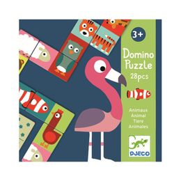 Djeco Domino-Puzzle TIERE 28-teilig in bunt