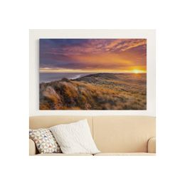 Bilderdepot24 Leinwandbild Strand Natur Modern Sonnenaufgang Sylt orange Bild auf Leinwand XXL