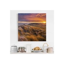 Bilderdepot24 Leinwandbild Strand Natur Modern Sonnenaufgang Sylt orange Bild auf Leinwand XXL