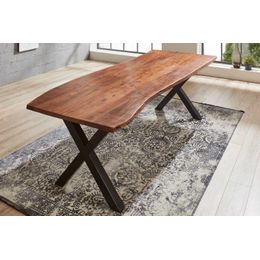 Esstisch Baumkante massiv Akazie nussbaum 240 x 100 schwarz XANTEN