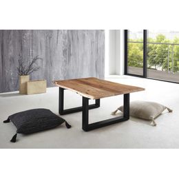 Couchtisch Baumkante 120 x 80 cm Akazie naturfarben schwarz LUBIN