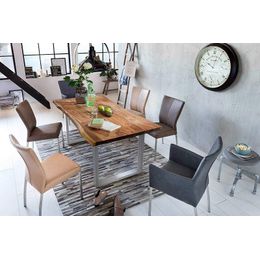 SIT Esstisch Baumkante massiv Akazie nussbaum 240 x 100 silber