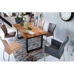 SIT Esstisch Baumkante massiv Akazie nussbaum 240 x 100 schwarz
