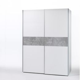 Schlafkontor Puls Kleiderschrank Holzwerkstoff Dekorfolie 2 Türen 170x195x59 cm Weiß/Beton