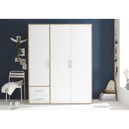 Schlafkontor Valencia Kleiderschrank Laminat 3 Türen 155x195x60 cm Sonoma Eiche/Weiß