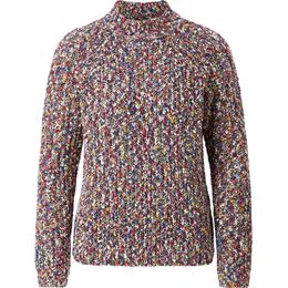 Damen Stehkragenpullover aus Multicolorgarn nachtblau-meliert, Gr&ouml;&szlig;e 42
