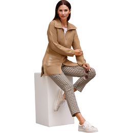 CR&Eacute;ATION L Damen Bengalinhose mit Rundum-Dehnbund camel-schwarz-bedruckt Gr&ouml;&szlig;e 24