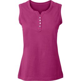 Damen Tanktop mit Kn&ouml;pfen in Perlmutt-Optik fuchsia, Gr&ouml;&szlig;e 48