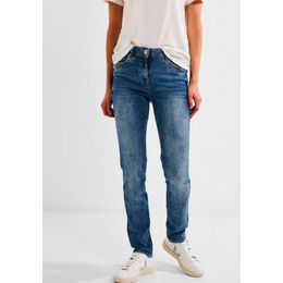 Cecil Slim-fit-Jeans mit Logobadge, blau