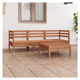 furnicato Garten-Essgruppe 4-tlg. Garten-Lounge-Set Honigbraun Massivholz Kiefer