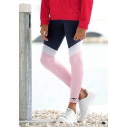 Kangaroos Leggings mit schönen Kontrasteinsätzen, blau|rosa