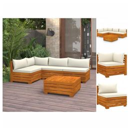 vidaXL Garten-Essgruppe 5-tlg Garten Lounge Set mit Kissen Massivholz Akazie Holz Sitzgruppe S