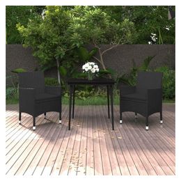 furnicato Garten-Essgruppe 3-tlg. mit Auflagen Poly Rattan und Glas