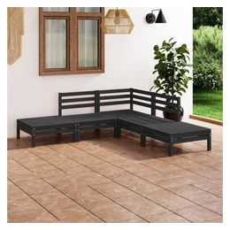 furnicato Garten-Essgruppe 5-tlg. Garten-Lounge-Set Massivholz Kiefer Schwarz