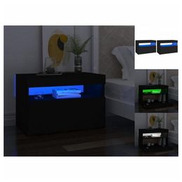 vidaXL Nachttisch Nachttisch LED-Leuchten 2 Stk Schwarz 60x35x40cm Spanplatte