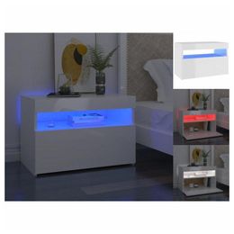 vidaXL Nachttisch Nachttisch mit LED-Leuchten Hochglanz-Weiß 60x35x40 cm