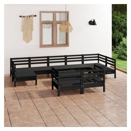 furnicato Garten-Essgruppe 10-tlg. Garten-Lounge-Set Schwarz Massivholz Kiefer