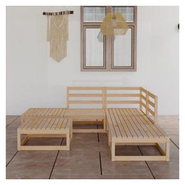 furnicato Garten-Essgruppe 6-tlg. Garten-Lounge-Set Massivholz Kiefer