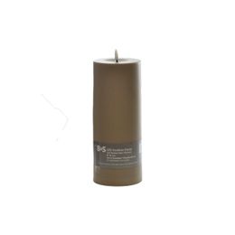 B&S B&S LED-Kerze LED Kunststoffkerze Outdoor taupe 25 x Ø 10 cm Flackerflamme & Timer