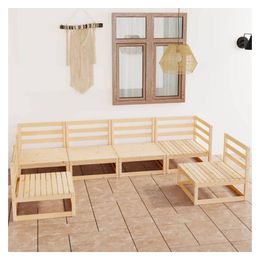 furnicato Garten-Essgruppe 6-tlg. Garten-Lounge-Set Massivholz Kiefer