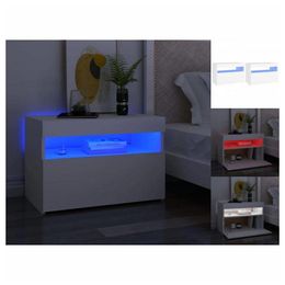 vidaXL Nachttisch Nachttische mit LED-Leuchten 2 Stk Weiß 60x35x40 cm Spanplatte