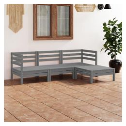 furnicato Garten-Essgruppe 4-tlg. Garten-Lounge-Set Massivholz Kiefer Grau