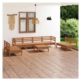 furnicato Garten-Essgruppe 9-tlg. Garten-Lounge-Set Honigbraun Massivholz Kiefer