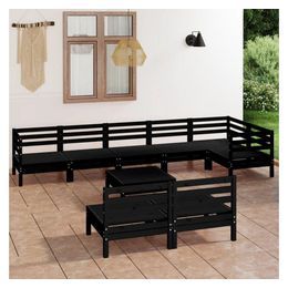 furnicato Garten-Essgruppe 9-tlg. Garten-Lounge-Set Massivholz Kiefer Schwarz