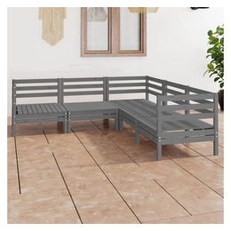 furnicato Garten-Essgruppe 5-tlg. Garten-Lounge-Set Massivholz Kiefer Grau