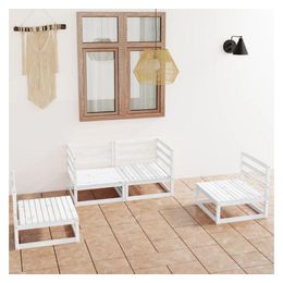 furnicato Garten-Essgruppe 4-tlg. Garten-Lounge-Set Weiß Massivholz Kiefer