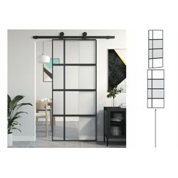 vidaXL Zimmertür Schiebetür Zimmertür Innentür Glas Schwarz 90x205 cm Hartglas und Alum