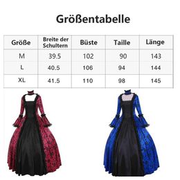 Zeaicos Abendkleid Damen Maxi-Kleid Mittelalter Gothic Blumendruck Ballkleider Kleider