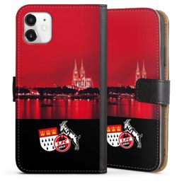 DeinDesign iPhone 11 Handy Klapph&uuml;lle Handyh&uuml;lle aus Kunst Leder schwarz Flip Case 1. Fc K&ouml;ln Skyline Official Licensed Product Sideflip mit Lasche