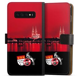 DeinDesign Galaxy S10 Plus Handy Klapph&uuml;lle Handyh&uuml;lle aus Kunst Leder schwarz Flip Case 1. Fc K&ouml;ln Skyline Official Licensed Product Sideflip mit Lasche
