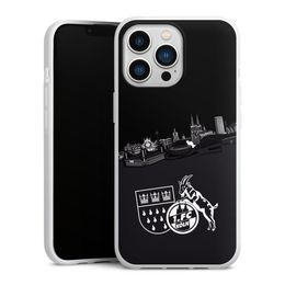 DeinDesign iPhone 13 Pro Handy Silikon H&uuml;lle Case wei&szlig; Handyh&uuml;lle Skyline Official Licensed Product 1. Fc K&ouml;ln Silikon Case