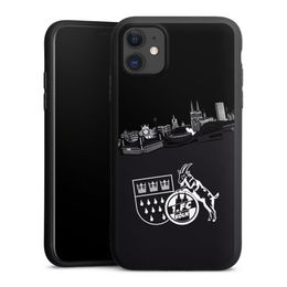 DeinDesign iPhone 11 Handy Premium Silikon H&uuml;lle Handyh&uuml;lle schwarz Case 1. Fc K&ouml;ln Official Licensed Product Skyline Silikon Premium Case