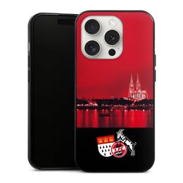 DeinDesign iPhone 15 Pro Handy Slim Case extra d&uuml;nn Silikon Handyh&uuml;lle schwarz H&uuml;lle 1. Fc K&ouml;ln Skyline Official Licensed Product Silikon Slim Case