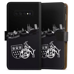 DeinDesign Galaxy S10 Plus Handy Klapph&uuml;lle Handyh&uuml;lle aus Kunst Leder schwarz Flip Case Skyline Official Licensed Product 1. Fc K&ouml;ln Sideflip mit Lasche