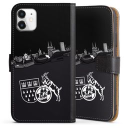 DeinDesign iPhone 11 Handy Klapph&uuml;lle Handyh&uuml;lle aus Kunst Leder schwarz Flip Case Skyline Official Licensed Product 1. Fc K&ouml;ln Sideflip mit Lasche