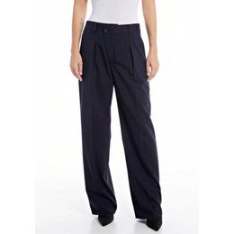 Replay Bundfaltenhose, blau